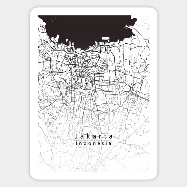 Jakarta Indonesia City Map - Jakarta - Sticker | TeePublic