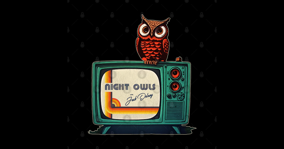 Night Owls With Jack Delroy TV Station Break - Late Night - Sticker ...