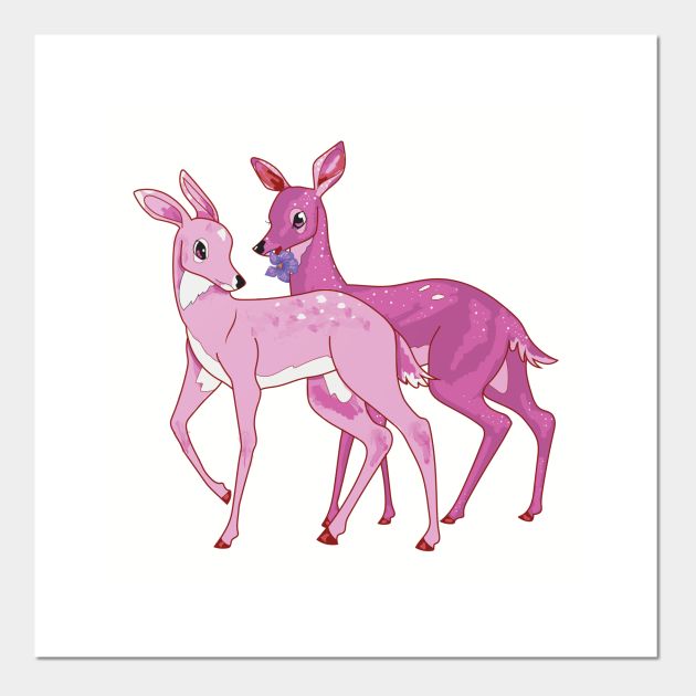 Pink Doe Couple | Lesbian Pride Deer - Lesbian - Posters and Art Prints ...