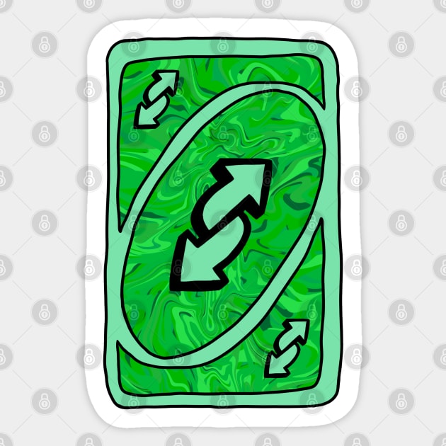 Trippy green Uno reverse card - Uno - Sticker | TeePublic