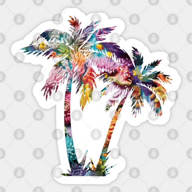 Coral Reef Palm Trees - Coral Reef - Sticker | TeePublic