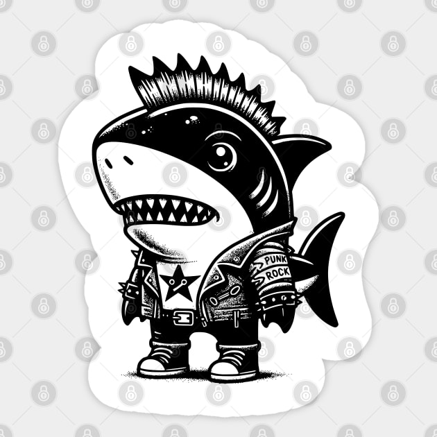 Gothic Punk Shark - Shark - Sticker | TeePublic