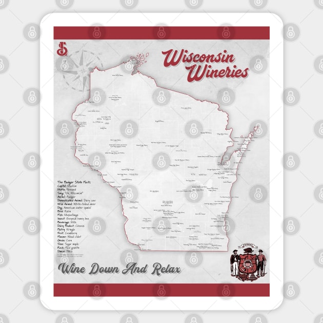 Wisconsin Wineries Map - Wisconsin - Sticker | TeePublic