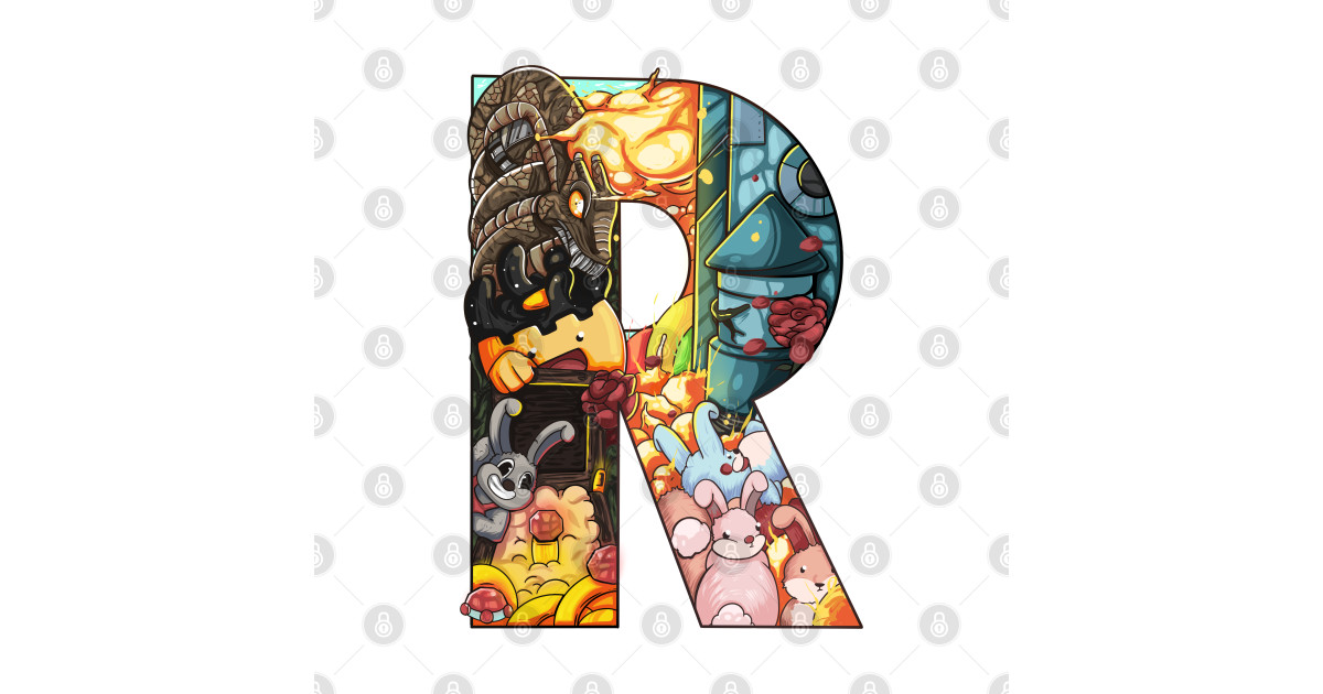 Initial Letter R doodle art - Letter R - T-Shirt | TeePublic