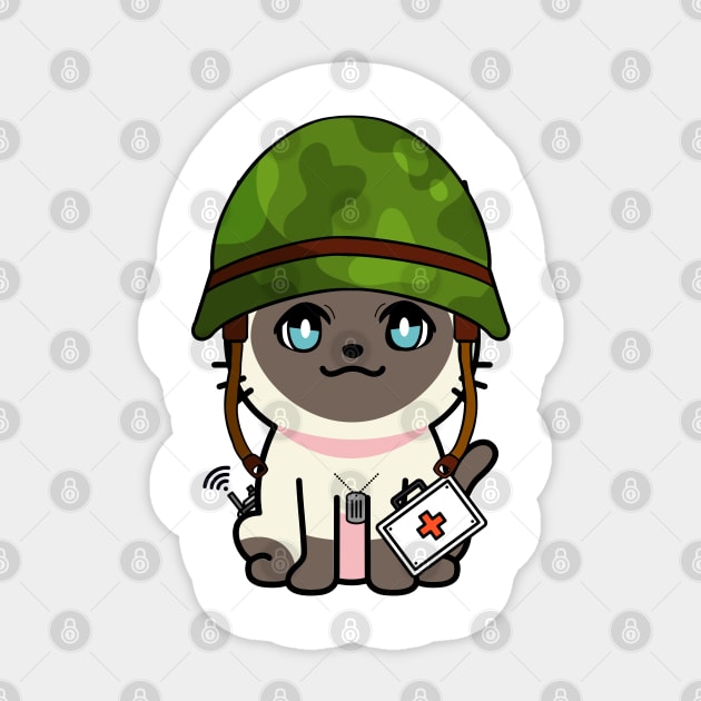 Cute Siamese cat is an army medic - First Aid Cat - Sticker | TeePublic