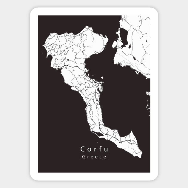 Corfu Greece Island Map - Map - Sticker | TeePublic