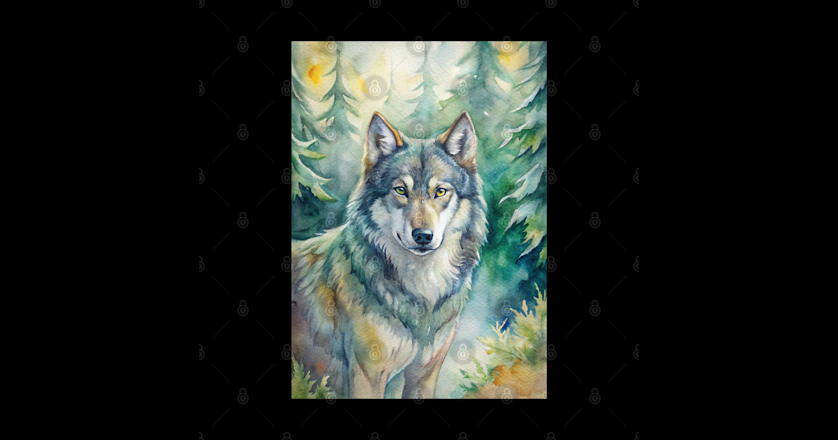 Wolf Animal Watercolor Painting - Wolf - Sticker | TeePublic