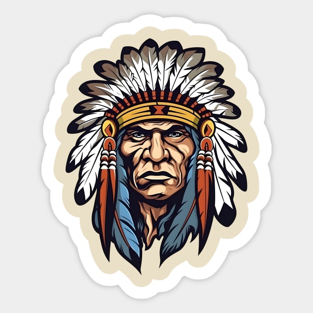 Native american chief face - Native American - Sticker | TeePublic