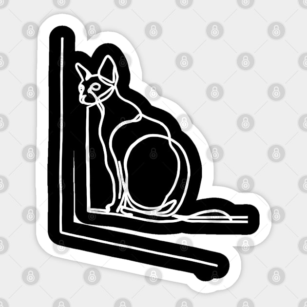 Sphynx Cat Line Drawing - Sphynx - Sticker | TeePublic