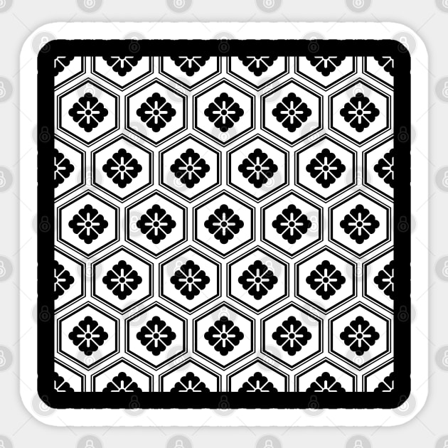 Traditional Japanese Kikko Pattern White on Black - Japanese Kikko ...