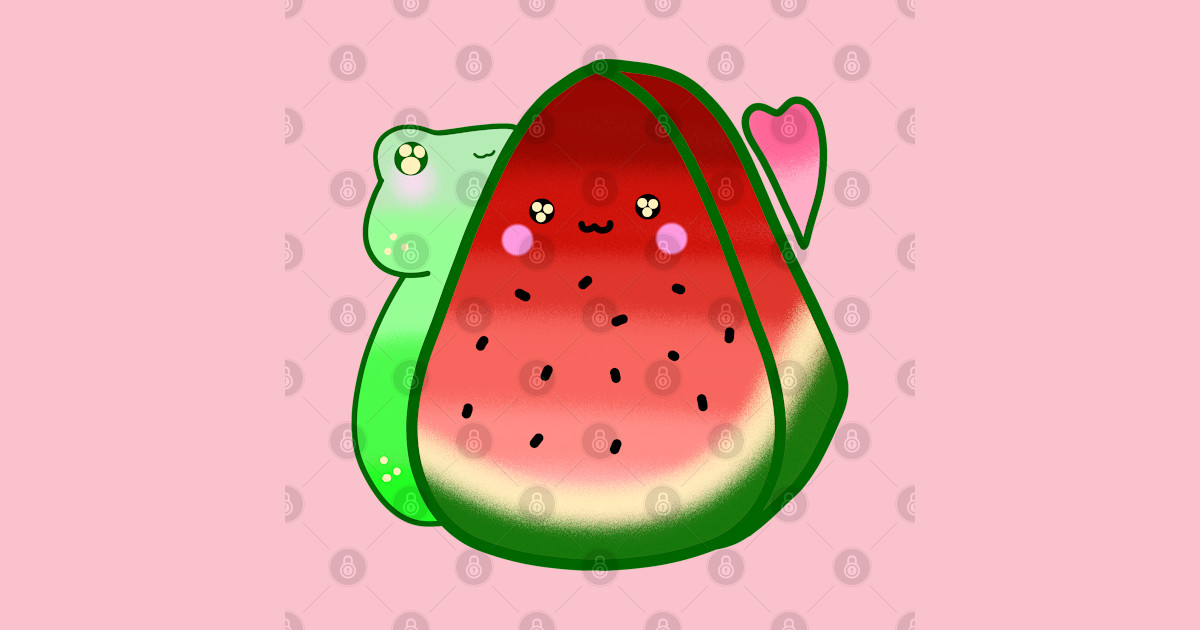 Cute kawaii melon chomper - Cute Watermelon - T-Shirt | TeePublic