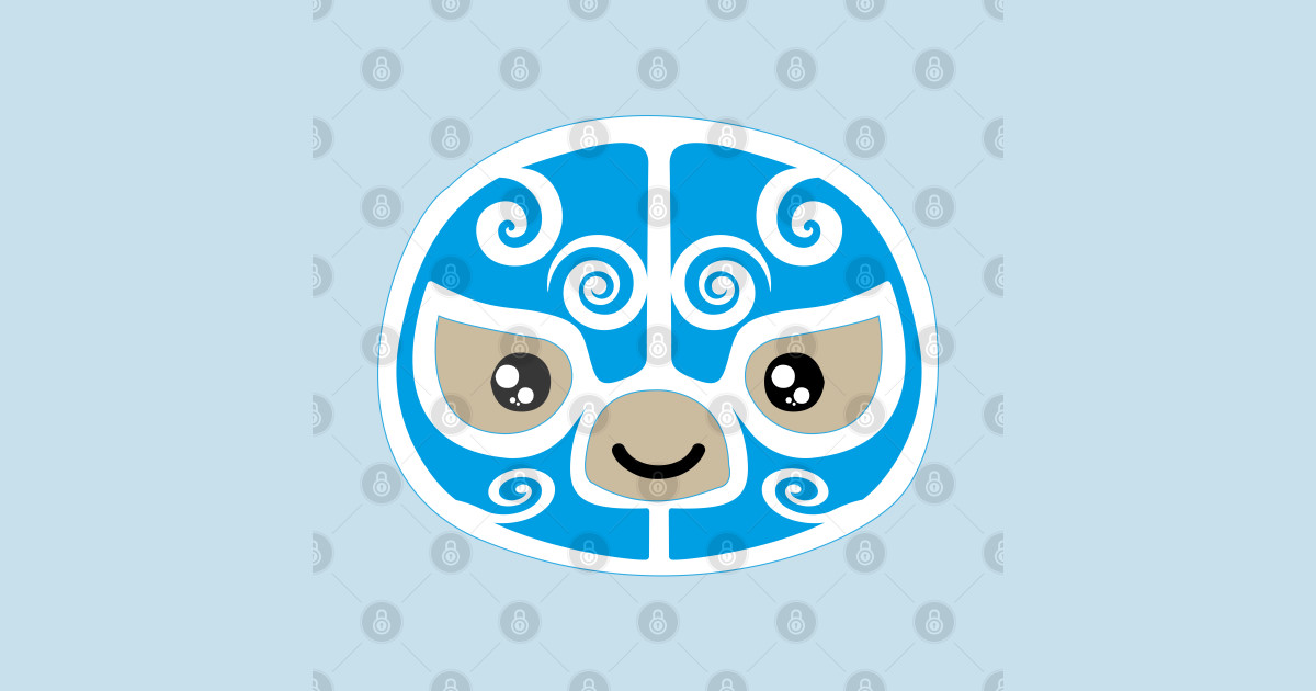 Cute mexican masked wrestler kawaii cartoon blue lucha libre merch ...