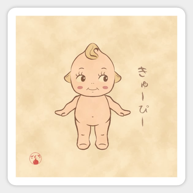 Traditional japanese style Kewpie with background - Japanese - Sticker ...