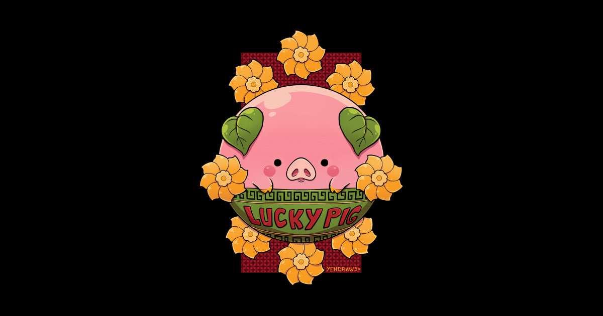 Lucky Pig - Pig - Sticker | TeePublic
