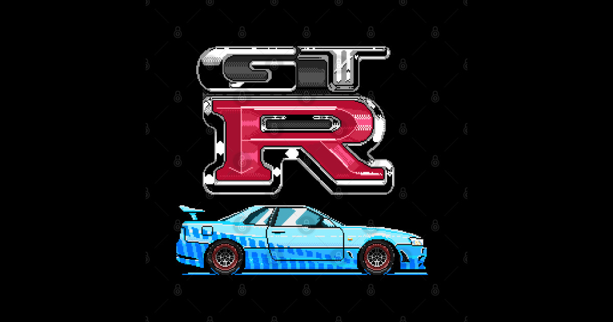 Nissan Skyline GTR R34 - Pixel - Sticker | TeePublic