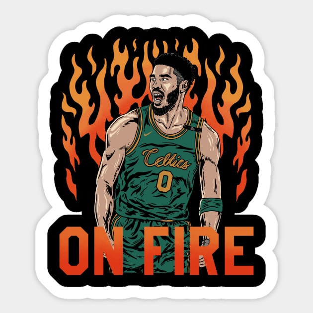 ON FIRE JAYSON TATUM - Jayson Tatum - Sticker | TeePublic