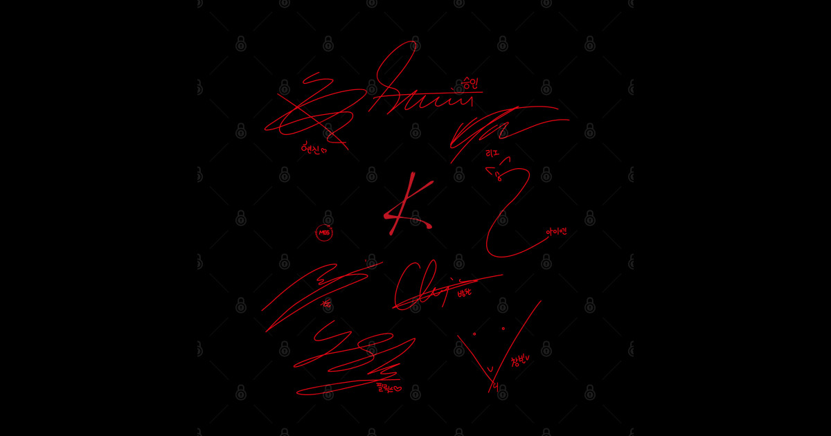 Design with the autographs of the stray kids group - Kpop Merch ...