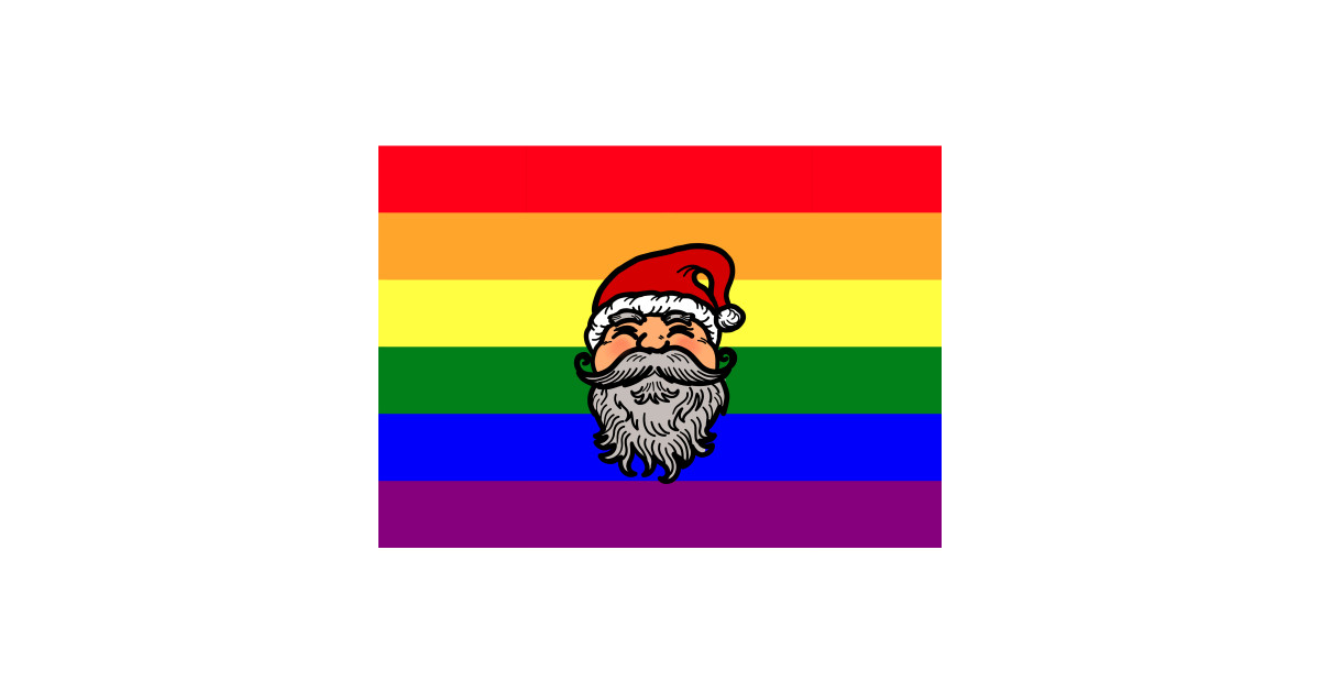 Drawing of Santa Claus face on gay pride flag background to celebrate ...