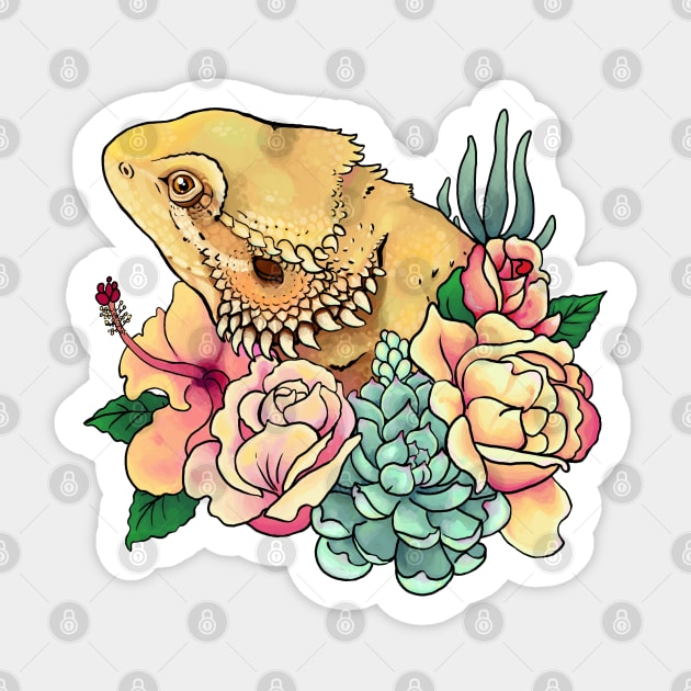 Pastel Bearded Dragon - Flowers - Sticker | TeePublic