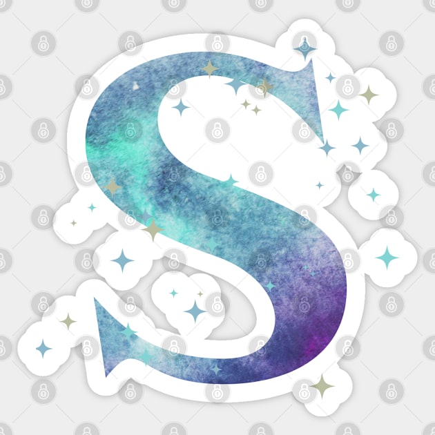 Letter S Monogram watercolor galaxy - Monogram Letter S - Sticker ...