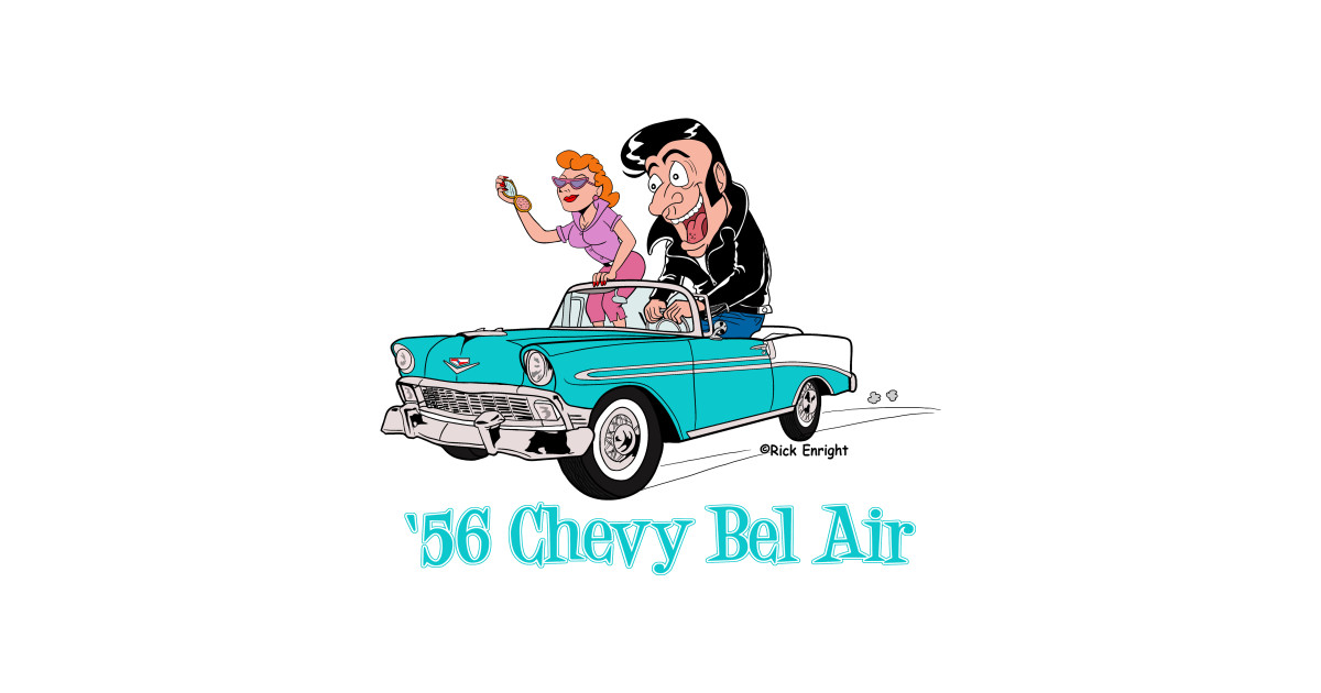 1956 Chevy Bel Air Cartoon - Classic Car - T-Shirt | TeePublic