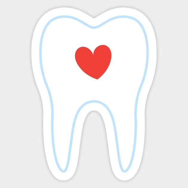 Tooth with red heart - Tooth - Sticker | TeePublic