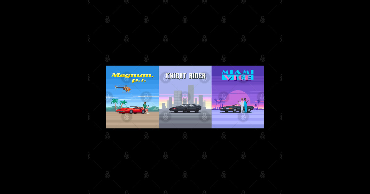 Pixel art - Magnum - Knight Rider - Miami vice - Magnum Pi - Posters ...