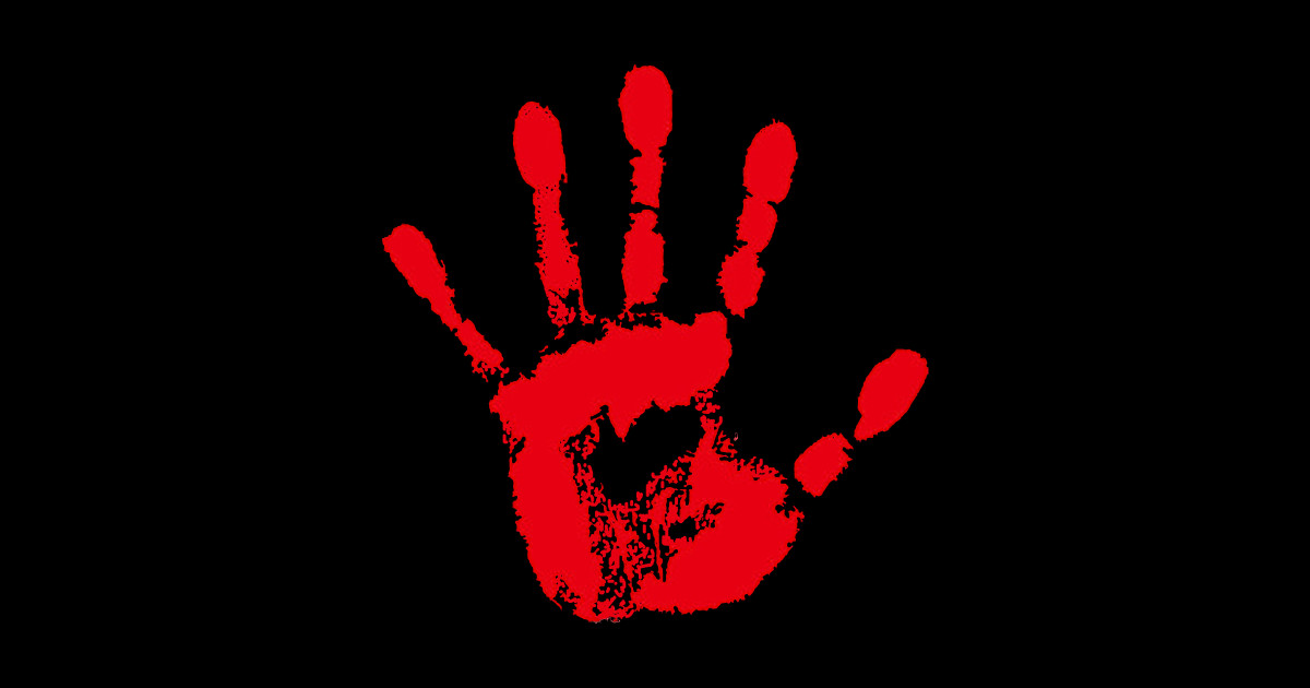 Red handprint Sign (stop) - Red - Posters and Art Prints | TeePublic