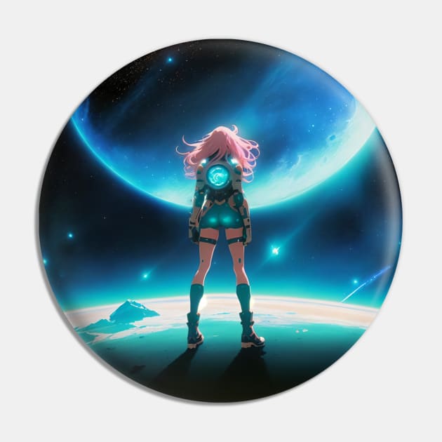 Abstract Art Anime Style Space Portal Girl Poster Young Woman Stickers ...