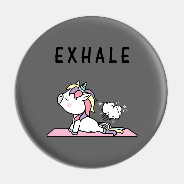 Exhale Chibi Cute Unicorn Fart - Unicorn Fart - Pin | TeePublic