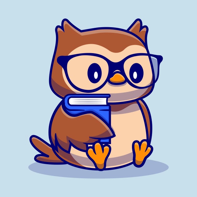Cute Owl With Book Cartoon - Cute Owl With Book Cartoon - T-Shirt ...
