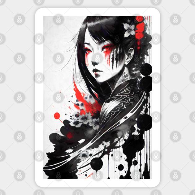 Japan Ink Style Women - Ink Style Women - Sticker | TeePublic