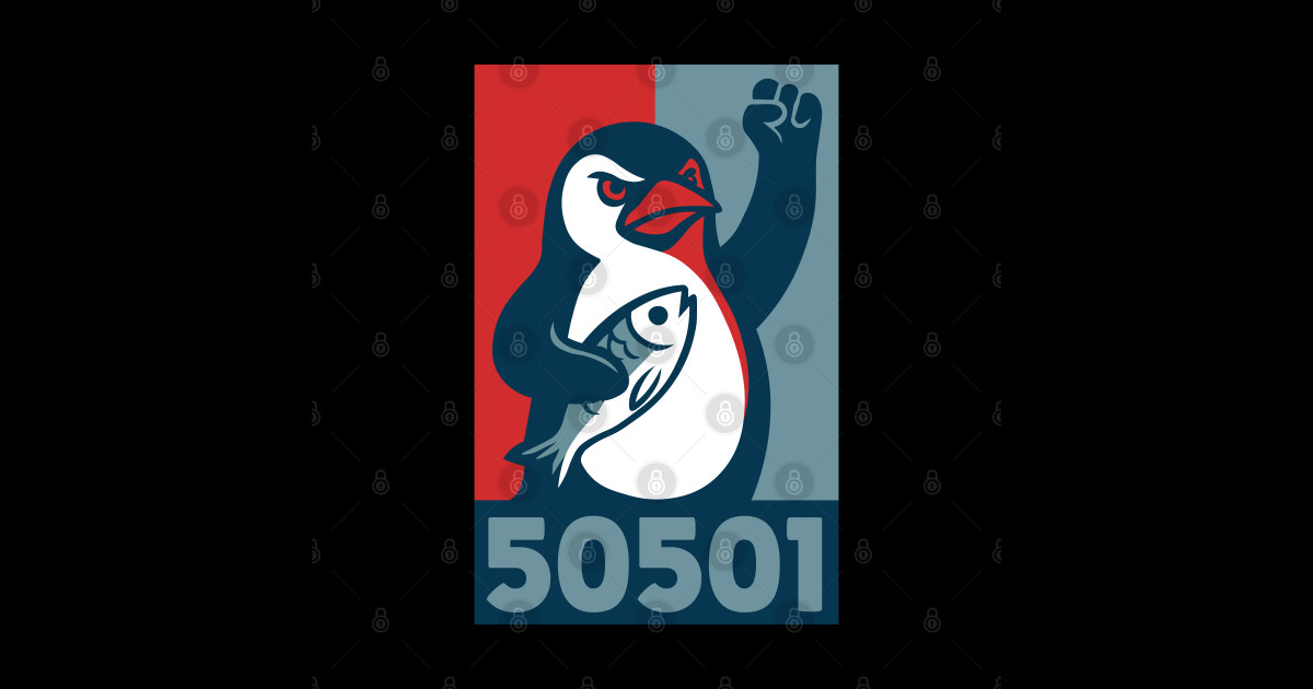 50501. Penguin Resist - Anti Tariffs - 50501 - Sticker | TeePublic