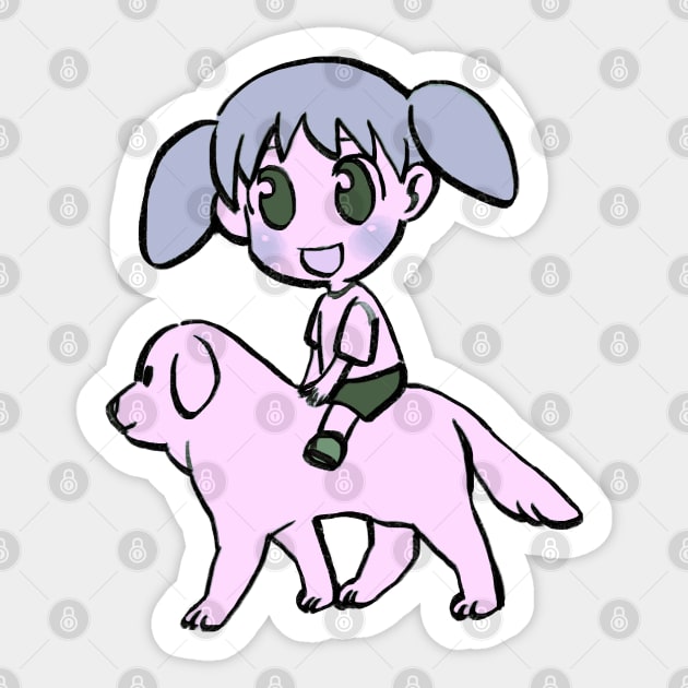 I draw chiyo chan riding her white dog tadakichi-san / azumanga daioh ...