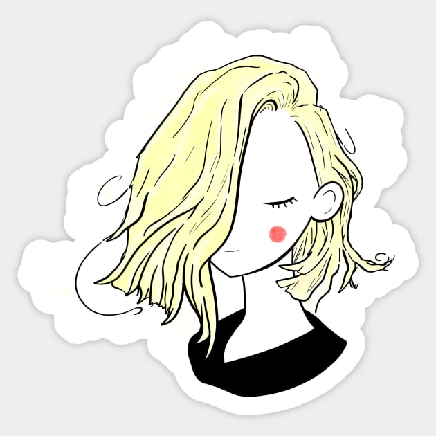 Pretty girl short hairstyles - full blonde - Pretty - Sticker | TeePublic