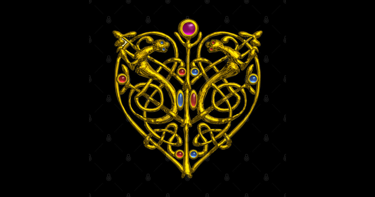 HYPER VALENTINE / GOLD CELTIC KNOT HEART WITH LIZARDS IN PURPLE ...