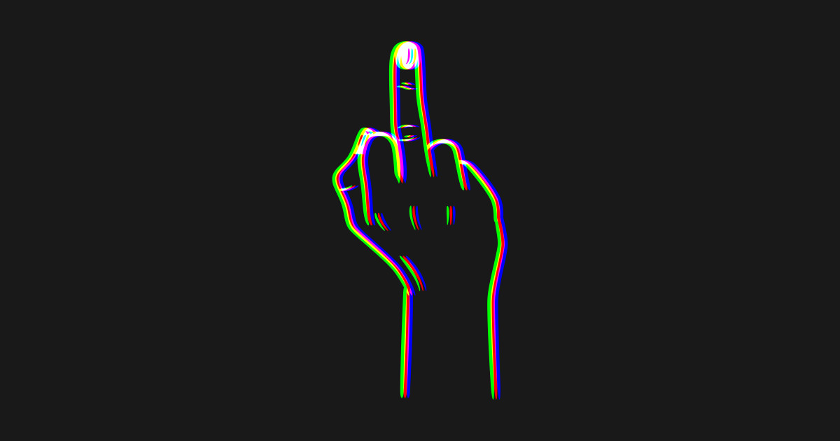 EDM Middle Finger Unfocused Glitch Effect - Middle Finger - T-Shirt ...