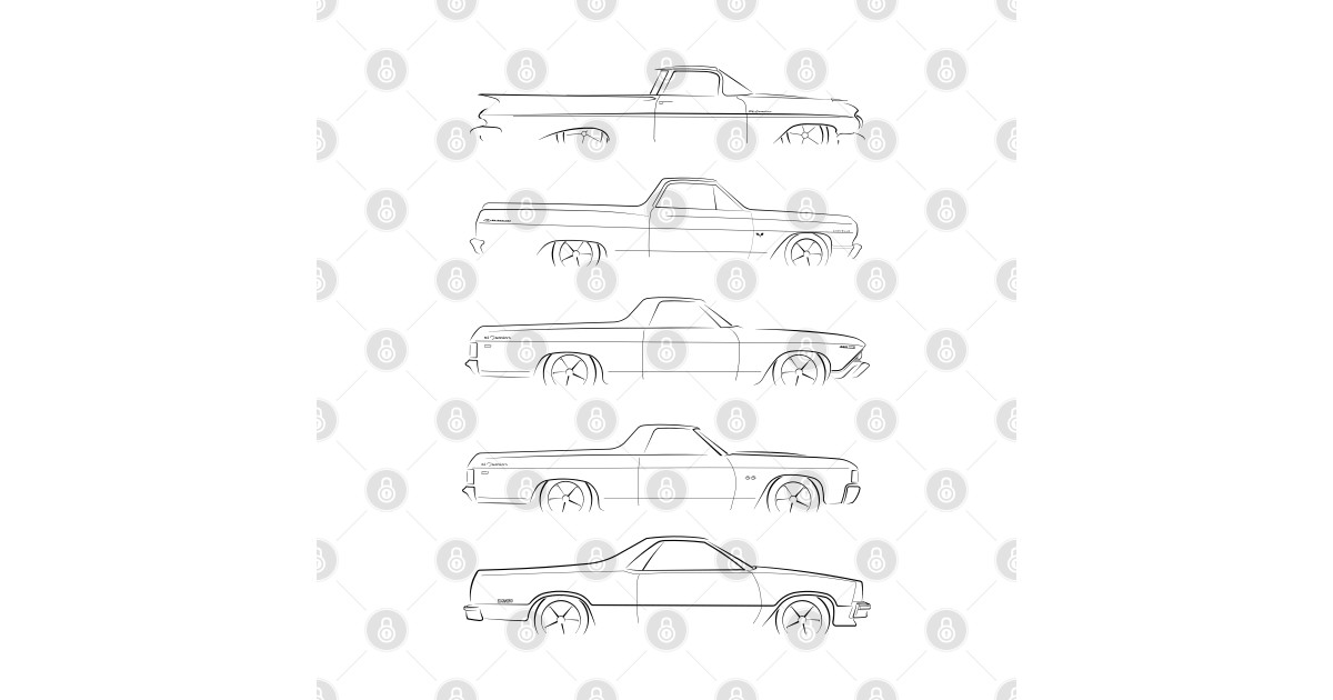 Evolution of the Chevy El Camino - profile stencil, black - El Caminno ...