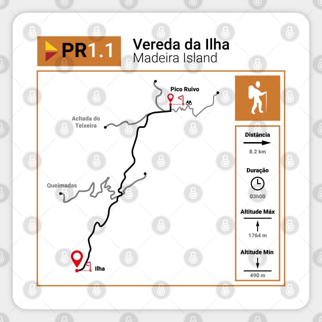 Madeira Island PR1.1 VEREDA DA ILHA trail map - Madeira - Sticker ...