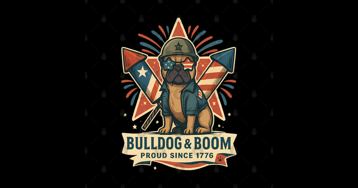 Bulldog & Boom – Patriotic French Bulldog 4th of July - Dog - Sticker ...
