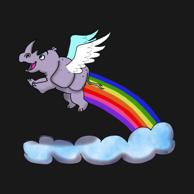 Flying Rhino rainbow - Rhinoceros - T-Shirt | TeePublic