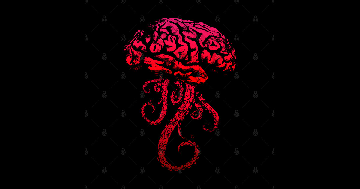 Horror Brain - Red - Brain - Sticker | TeePublic