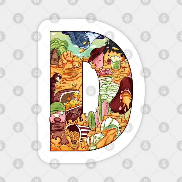 Copy of Initial Letter D doodle art - Letter C - Magnet | TeePublic