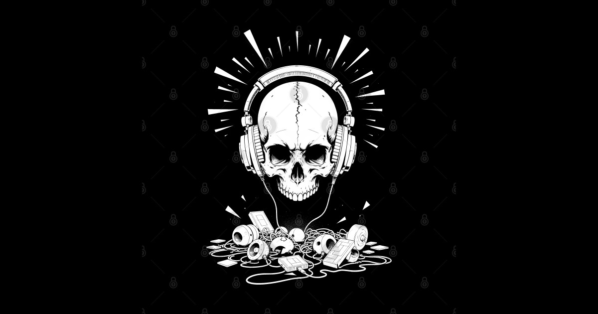 Sonic Skull Revolution - Music Skull - Sticker | TeePublic