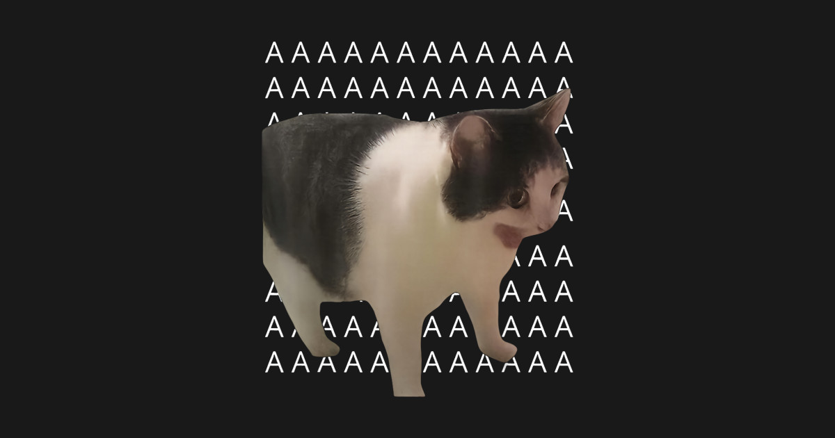 AAAA Screaming Cat Meme Funny Internet Humor Minimalist Graphic Design ...