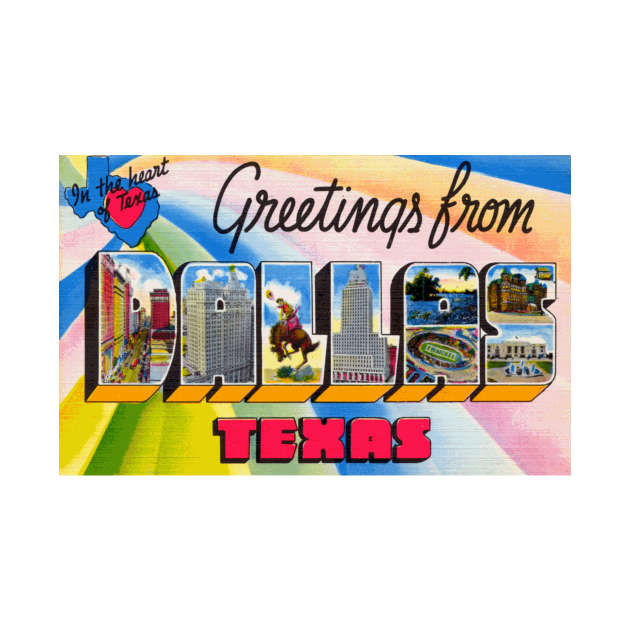 Greetings from Dallas, Texas - Vintage Large Letter Postcard - Dallas ...