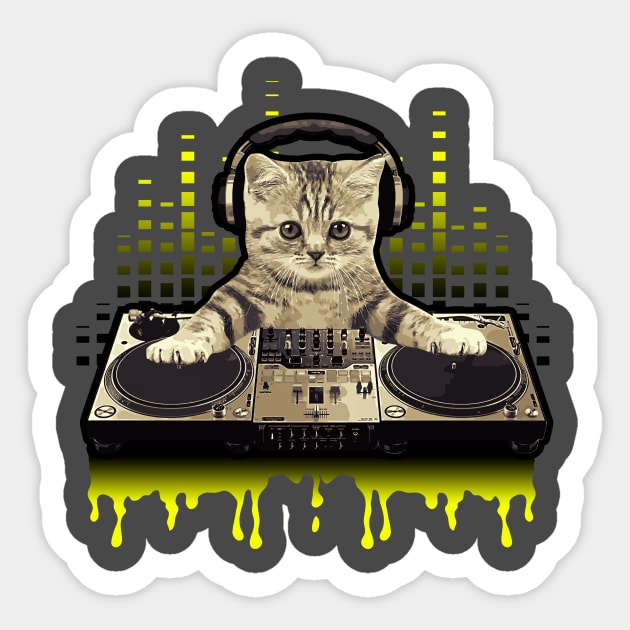 Cool Cat DJing Scratching by Basement Mastermind - Music - Sticker ...