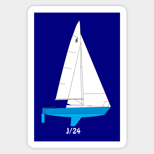 J/24 Sailboat - J24 Sailboat - Sticker | TeePublic