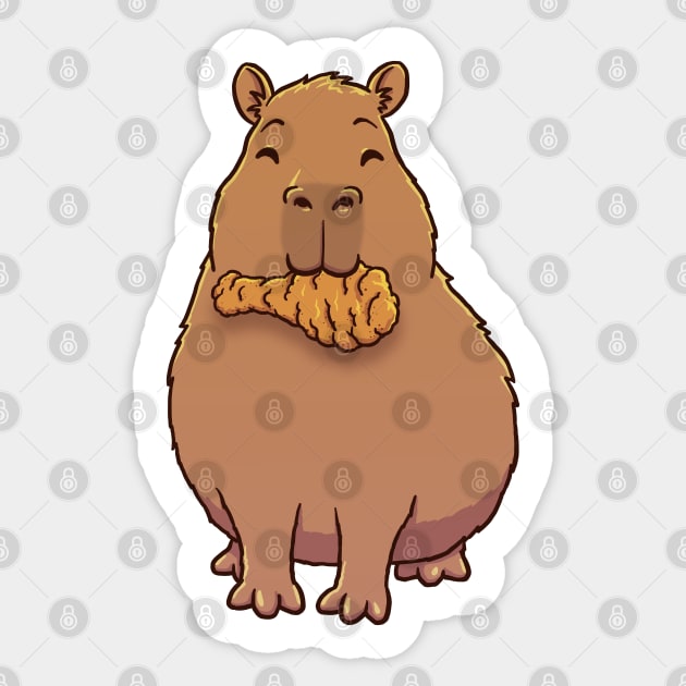 Capybara eating Fried Chicken - Capybara - Sticker | TeePublic