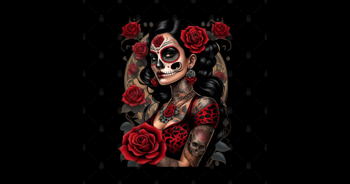 Catrina Red - Dia De Los Muertos - Sticker | TeePublic